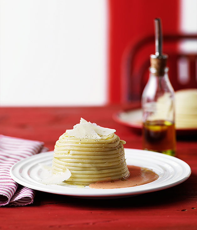 Chicken, porcini and pea timbale | Gourmet Traveller