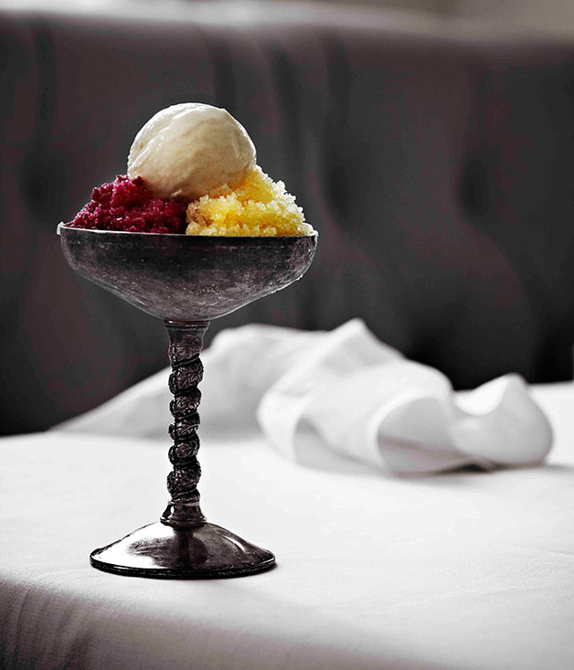 Prickly pear granita, mandarin granita, vanilla ice-cream | Gourmet ...