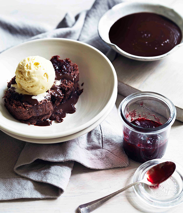 Chocolate and raspberry jam roly-poly | Gourmet Traveller