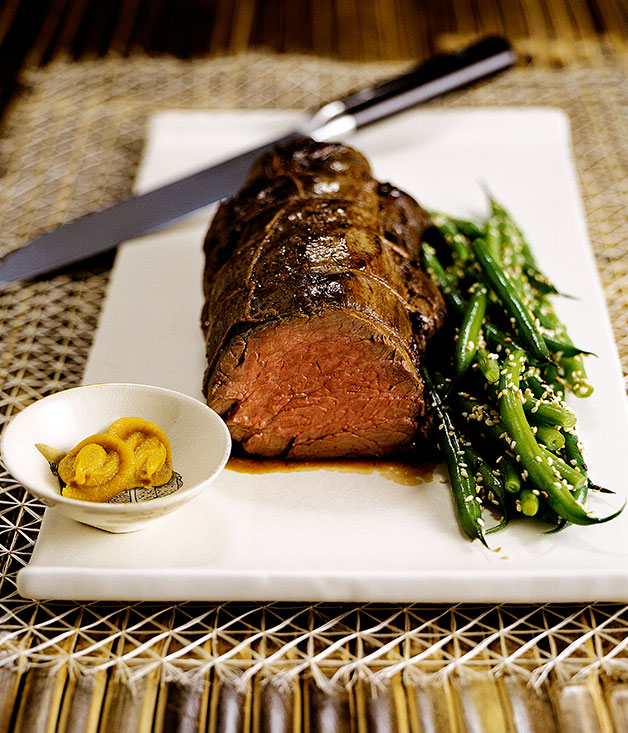 Japanese mustard-miso roasted beef fillet recipe | Gourmet Traveller