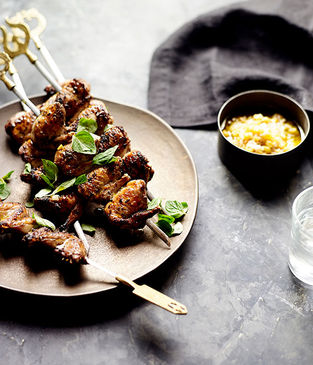 Barbecued quail with pickled-grape salsa recipe | Gourmet Traveller