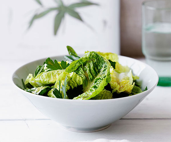 Baby cos and herb salad with garlic vinaigrette recipe | Gourmet Traveller