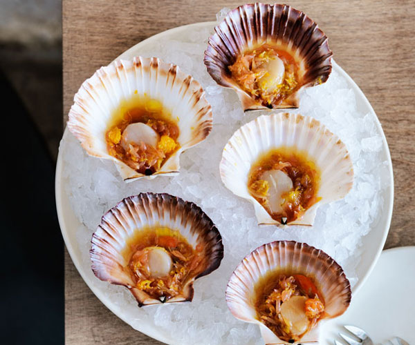 Saint Peter's scallops with citrus dressing recipe | Gourmet Traveller