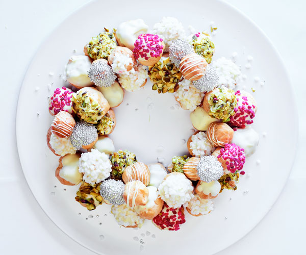 Profiterole wreath recipe by Lauren Eldridge | Gourmet Traveller