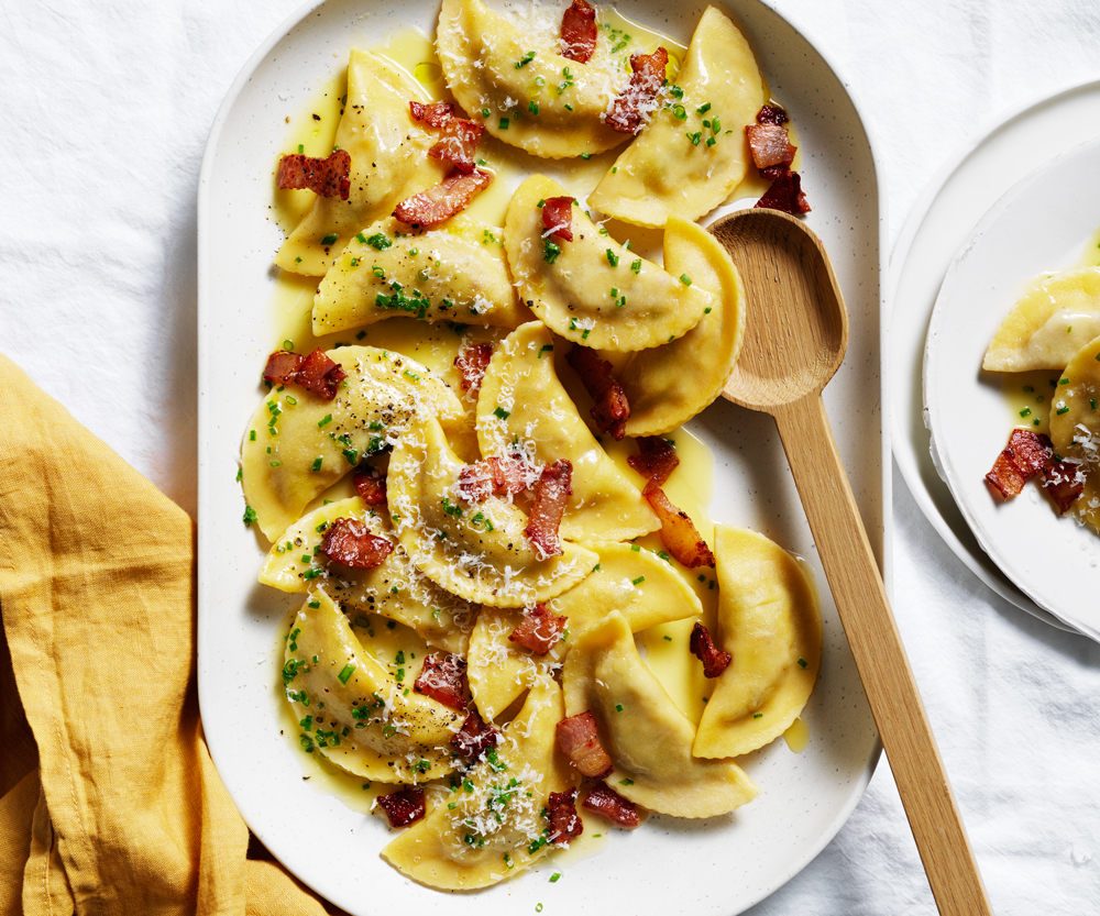 Potato and pancetta mezzalune recipe by Al Dente | Gourmet Traveller