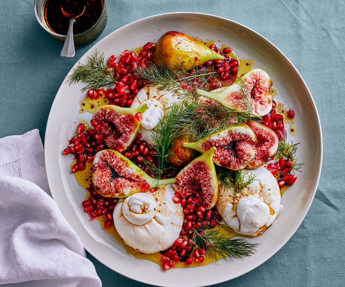 Fig, pomegranate and burrata with Sherry vinaigrette recipe | Gourmet ...