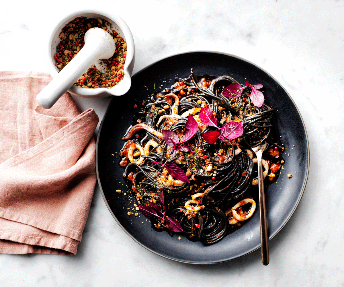 Chilli squid spaghetti recipe | Gourmet Traveller