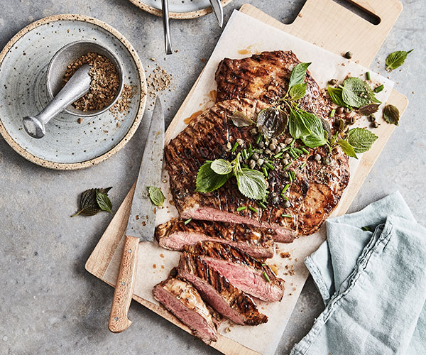 Flank steak recipe with rosemary, capers and Sichuan pepper | Gourmet ...