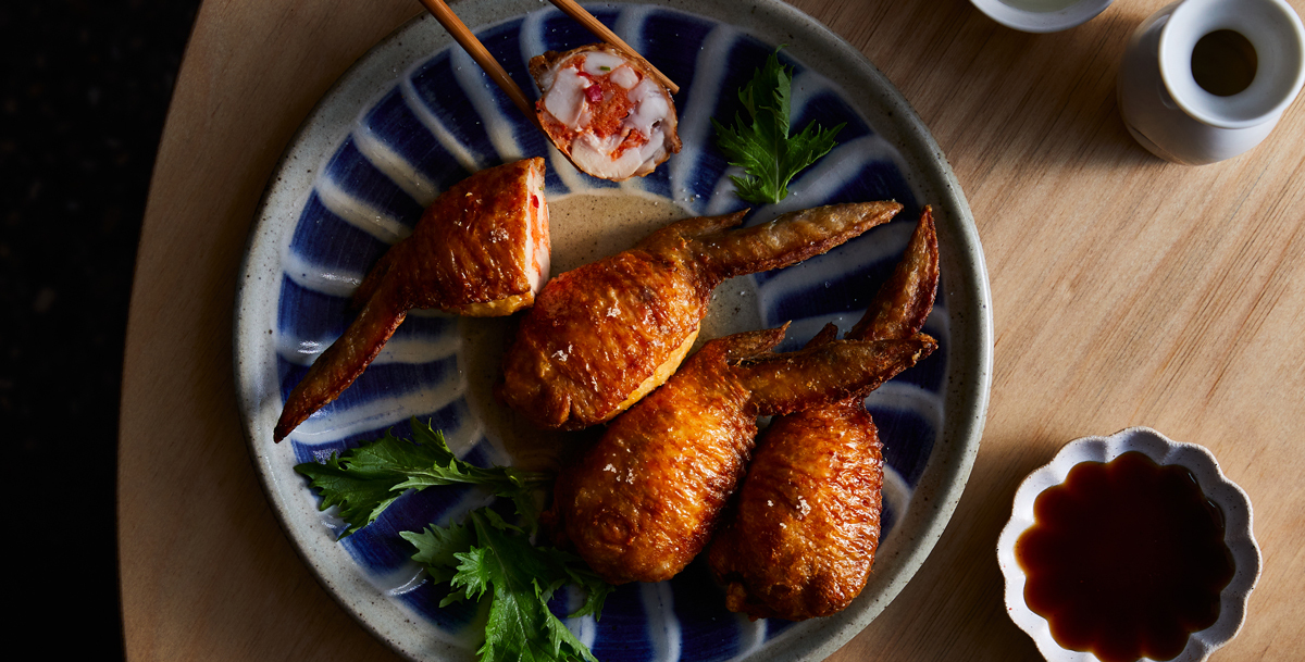 Stuffed chicken wings "gyoza" recipe by Chaco Bar | Gourmet Traveller