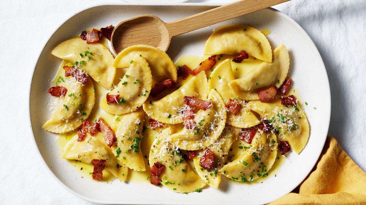 Potato and pancetta mezzalune recipe by Al Dente | Gourmet Traveller